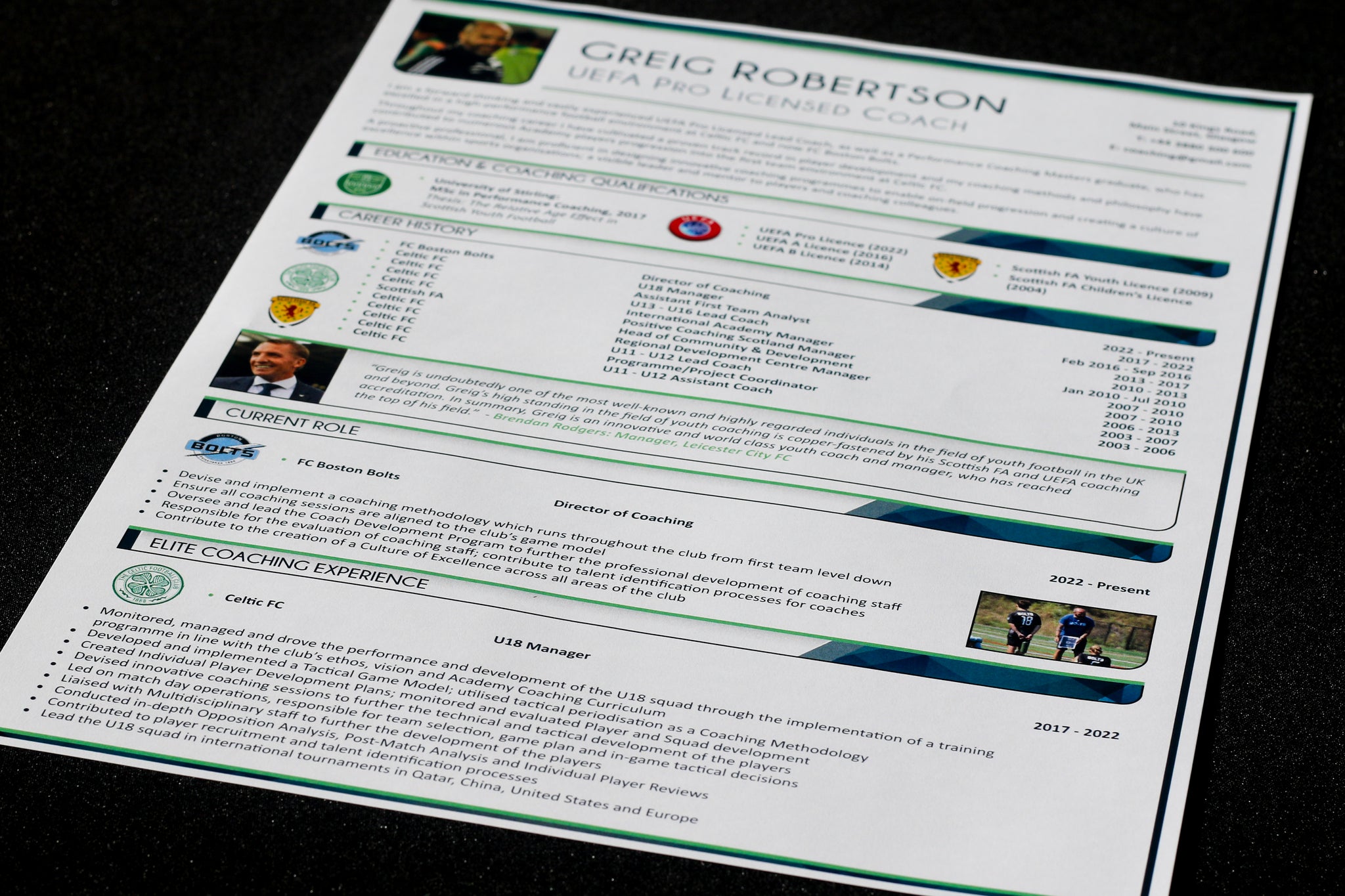 Graphically Designed Football CV – Football Careers