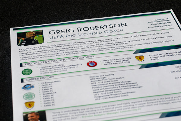 Graphically Designed Football CV – Football Careers